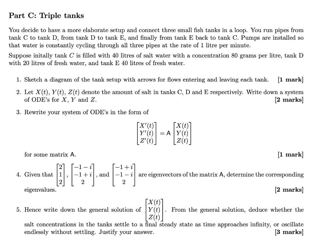 Solved Part C: Triple tanks You decide to have a more | Chegg.com
