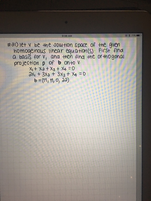 Solved Let v be the solution space of the given homogenous | Chegg.com