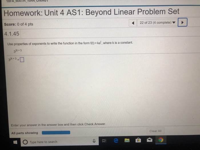 Solved 18FA MATH 1044 0NHO Homework: Unit 4 AS1: Beyond | Chegg.com