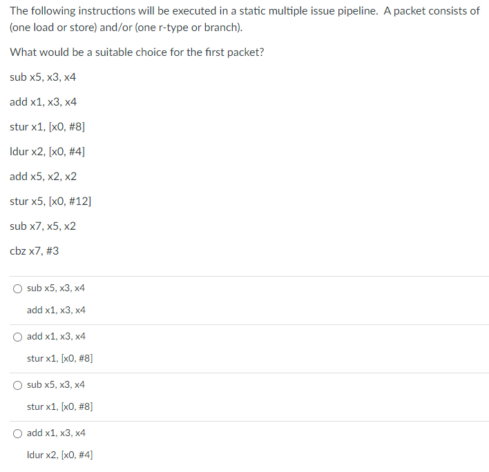 Solved The following instructions will be executed in a | Chegg.com