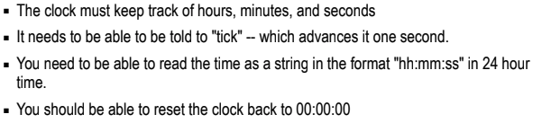 Please create a CLOCK CLASS, CLOCK UNIT TEST and the | Chegg.com