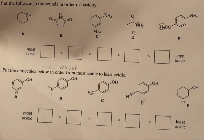 Solved a) most basic to least basic b) most | Chegg.com