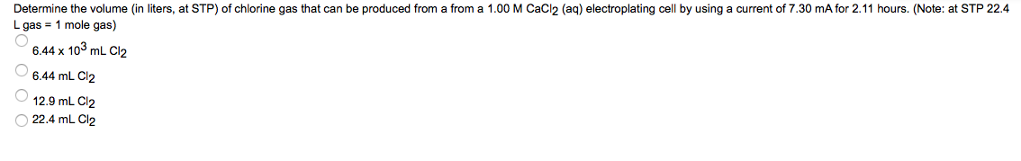 Solved Determine the volume (in liters, at STP) of chlorine | Chegg.com
