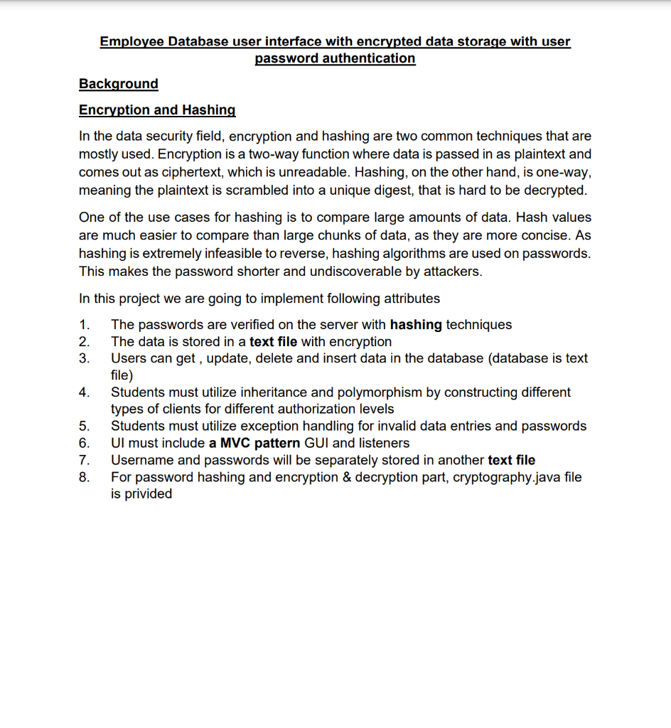 Solved Employee Database user interface with encrypted data | Chegg.com