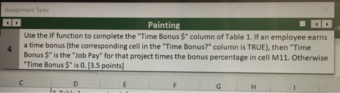 Solved Assignment Tasks Painting ell Use the IF function to | Chegg.com