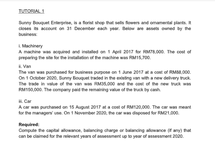 Solved Sunny Bouquet Enterprise, is a florist shop that | Chegg.com