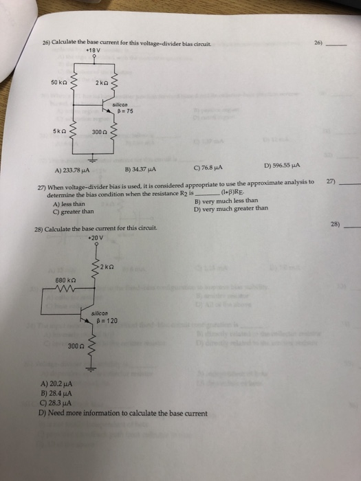 Solved 26) Calculate the base current for this | Chegg.com
