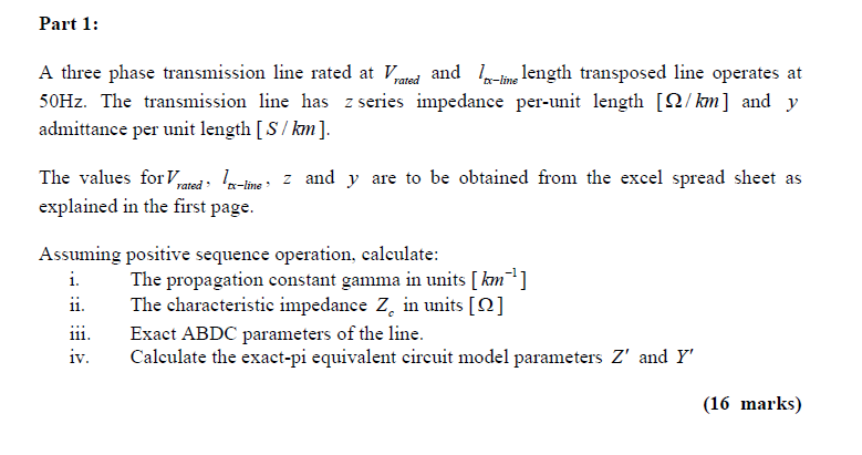 Solved Part 1: A three phase transmission line rated at | Chegg.com