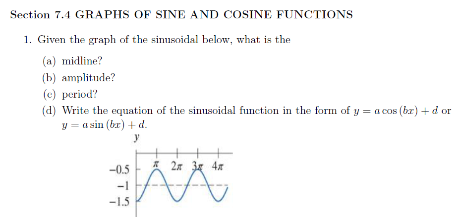 Solved Section 7.4 GRAPHS OF SINE AND COSINE FUNCTIONS 1. | Chegg.com