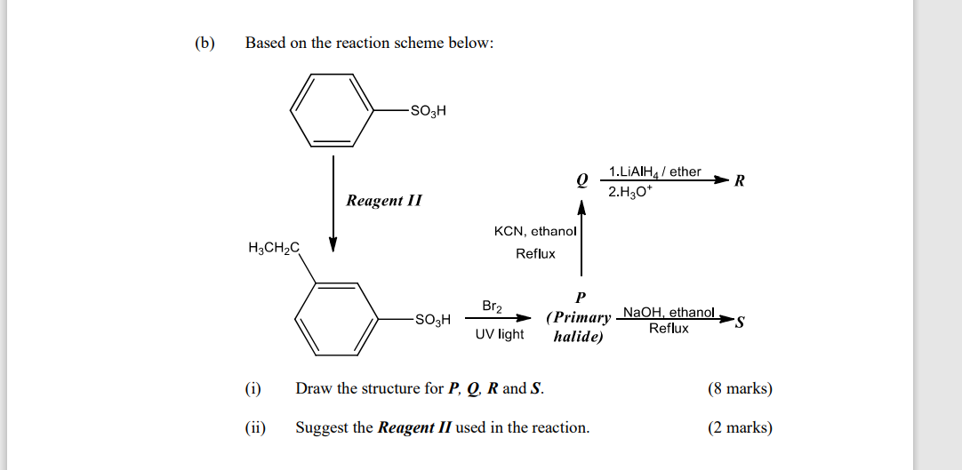 Solved (b) Based on the reaction scheme below: SO3H 0 | Chegg.com