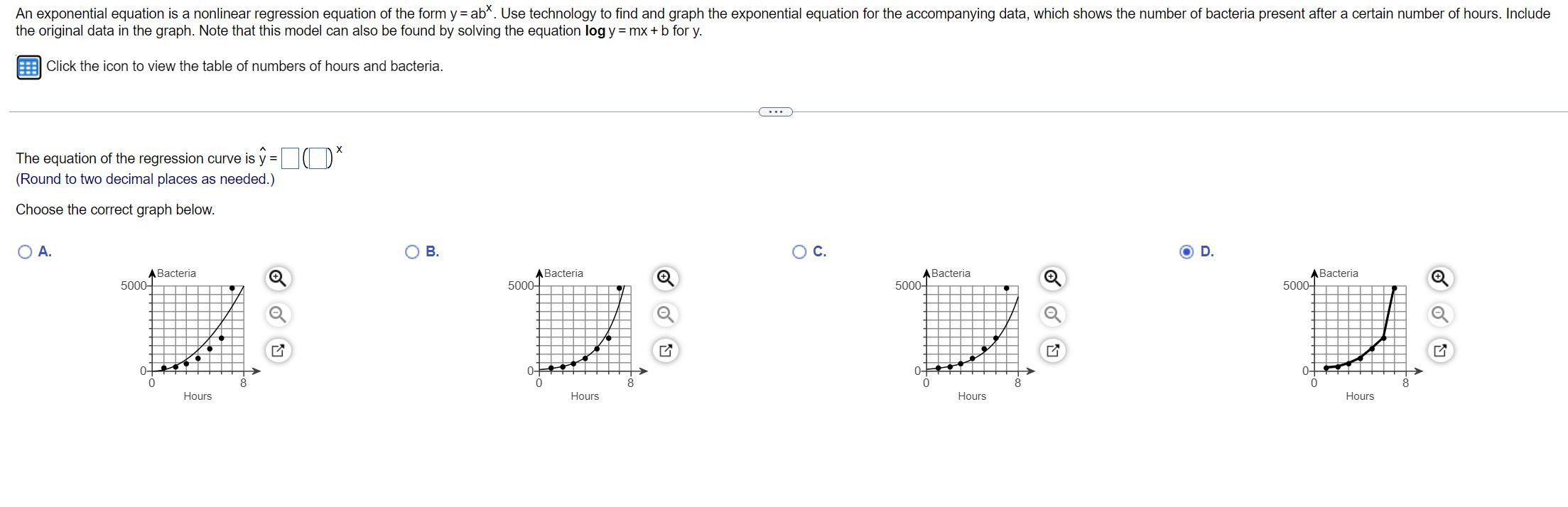 An exponential equation is a nonlinear regression | Chegg.com