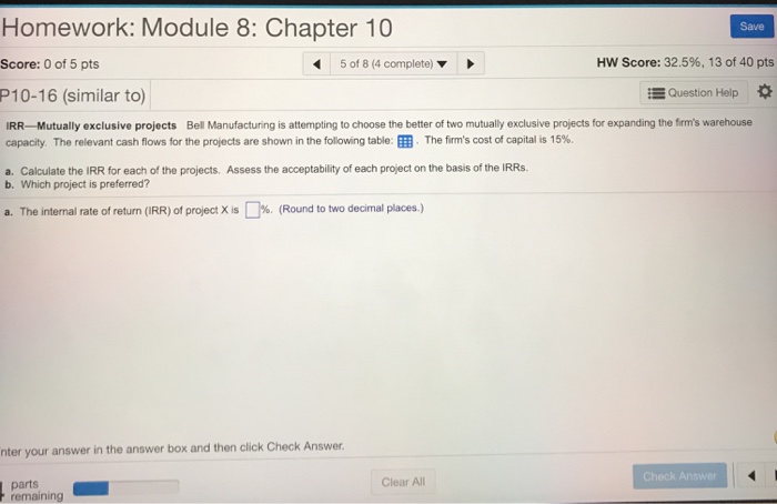Solved Homework Module 8 Chapter 10 Save Hw Score 32 5