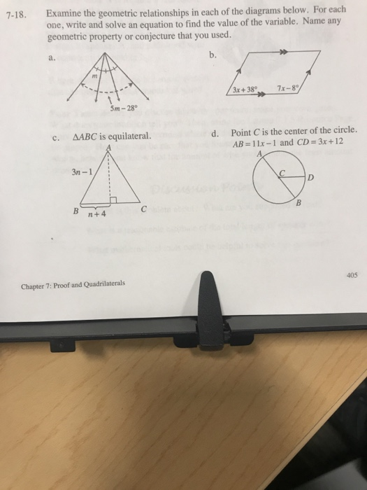 Solved 7-18. Examine the geometric relationships in each of | Chegg.com