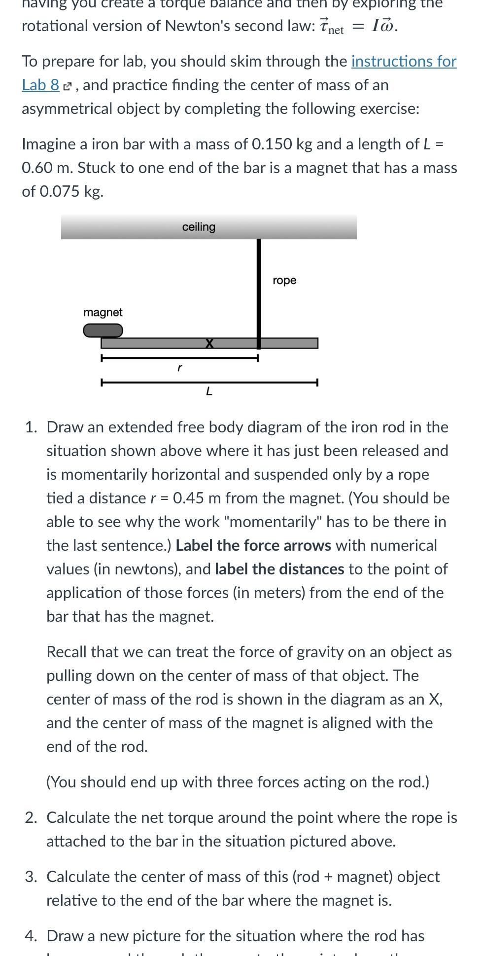 Solved need help with question 2 on calculating net torque. | Chegg.com