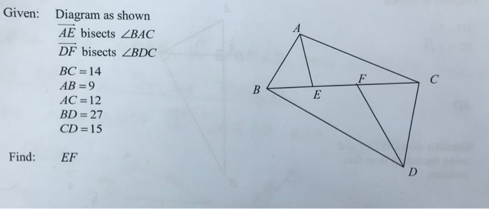 Solved Given: Diagram as shown AE bisects ZBAC DF bisects | Chegg.com