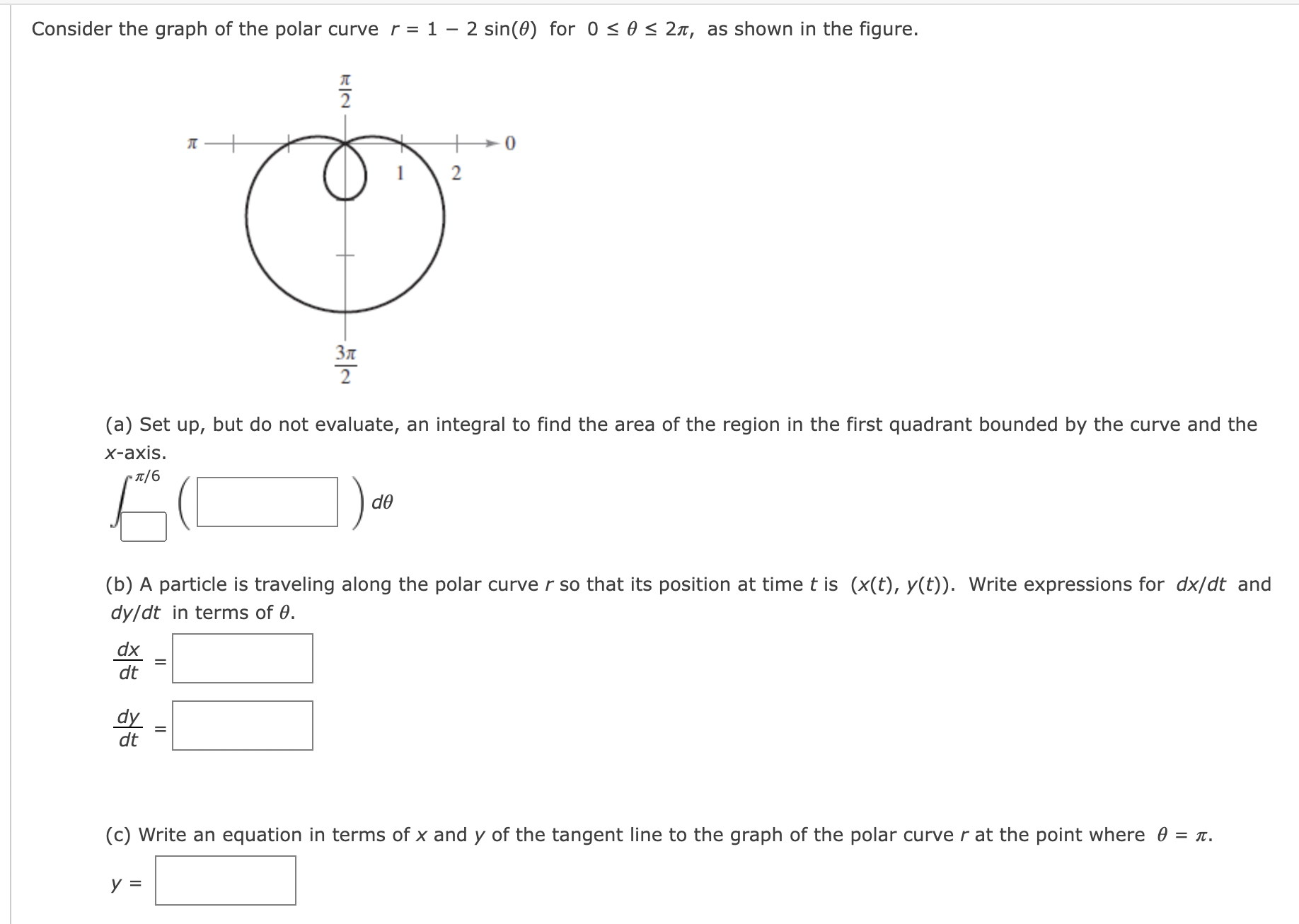 Solved Consider the graph of the polar curve r=1−2sin(θ) for | Chegg.com