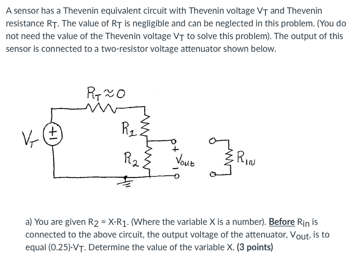 Solved A sensor has a Thevenin equivalent circuit with | Chegg.com