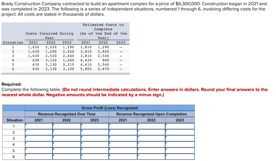 Solved Brady Construction Company contracted to build an | Chegg.com