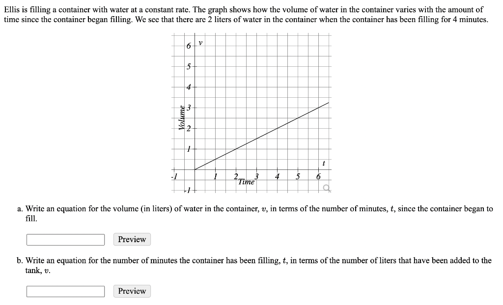 Solved Ellis is filling a container with water at a constant | Chegg.com