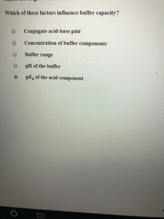 Solved Which Of These Factors Influence Buffer Capacity O
