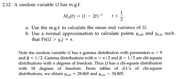 Solved 2.12. A random variable U has m.g.f. | Chegg.com