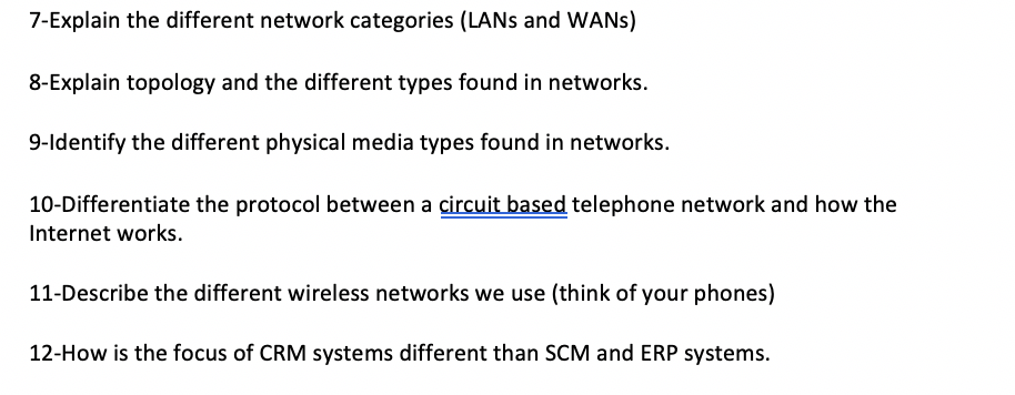 Solved 7-Explain the different network categories (LANs and | Chegg.com
