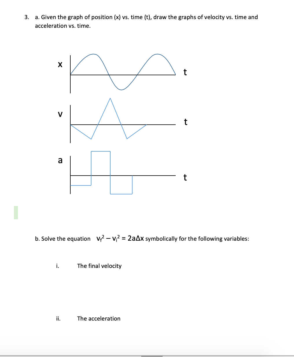 Solved Given the graph of position x vs. time, draw the | Chegg.com