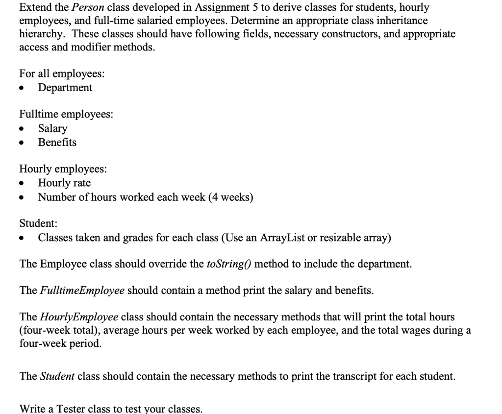 Solved Write a Person class that contains the following | Chegg.com