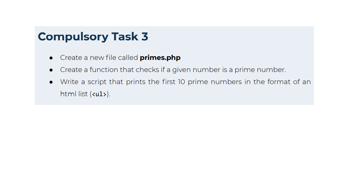 Solved Compulsory Task 3 . Create a new file called | Chegg.com