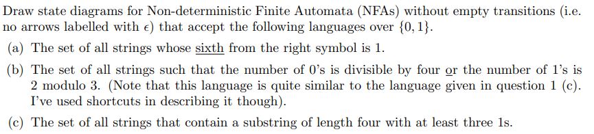 Solved Draw state diagrams for Non-deterministic Finite | Chegg.com
