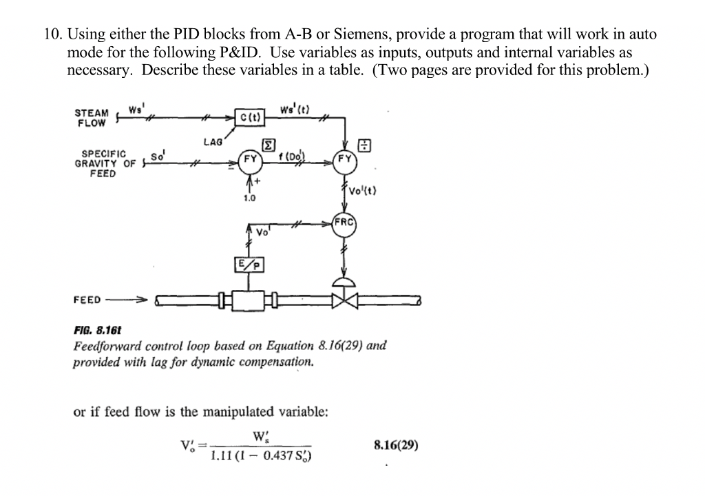 10. Using either the PID blocks from A-B or Siemens, | Chegg.com