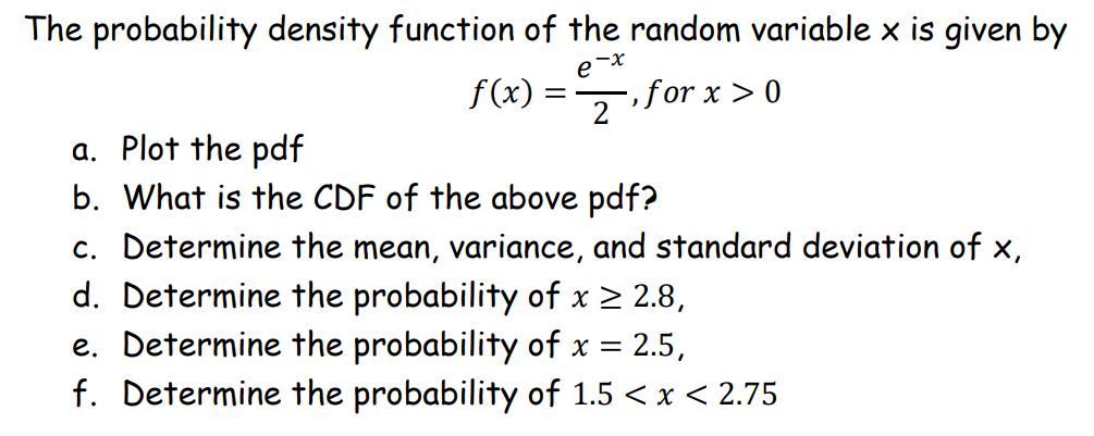 Solved The probability density function of the random | Chegg.com