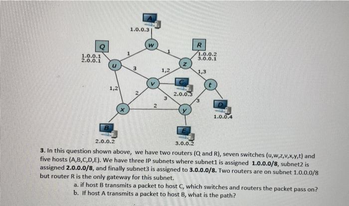 Solved 3. In this question shown above, we have two routers | Chegg.com