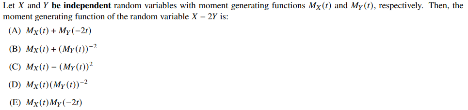 Solved Let X and Y be independent random variables with | Chegg.com