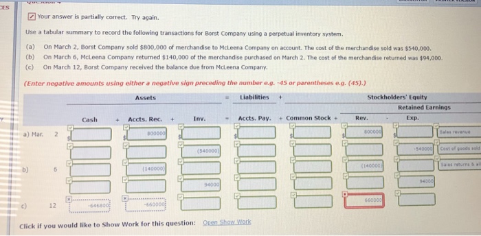Solved Your answer is partially correct. Try again. Use a | Chegg.com