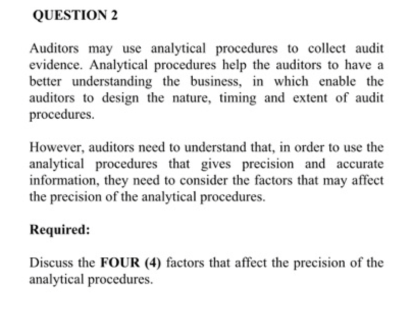 Solved Auditors may use analytical procedures to collect | Chegg.com