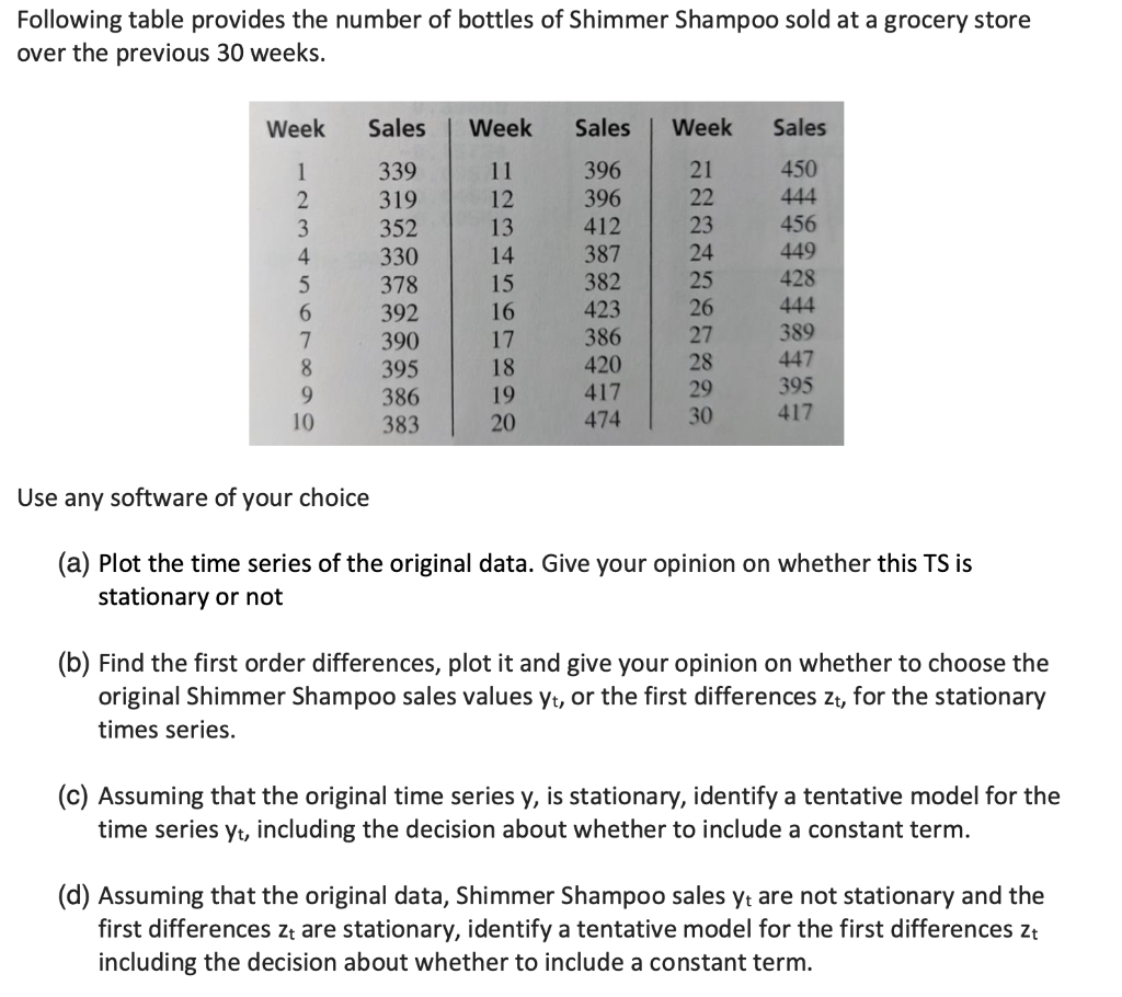 Solved Following table provides the number of bottles of | Chegg.com