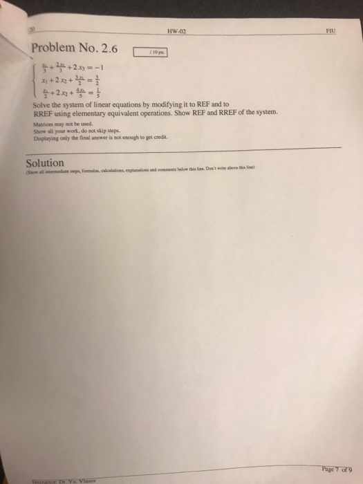 Solved Hw-02 Problem No. 2.6 Solve the system of linear | Chegg.com