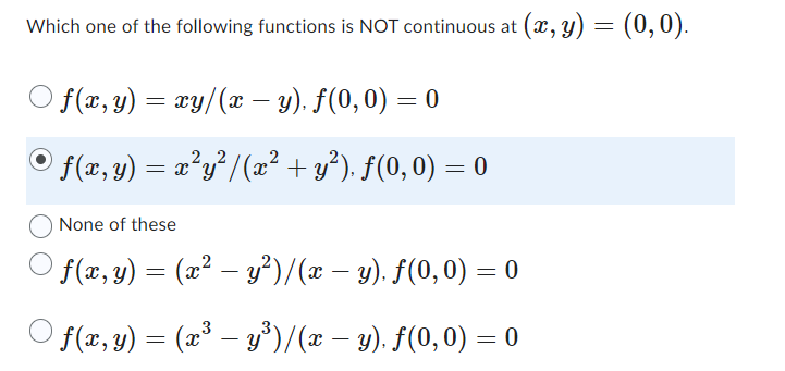 Solved Which one of the following functions is NOT | Chegg.com
