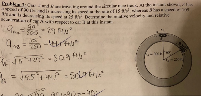 Solved Problem 3a Cars A and B are traveling around the | Chegg.com