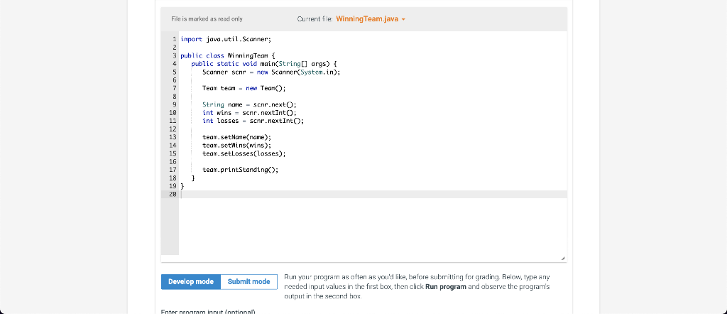 Solved 7.25 LAB: Winning team (classes) Given main(), define | Chegg.com