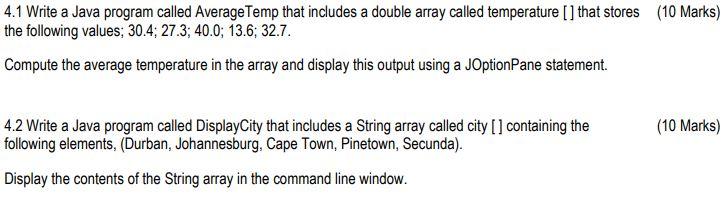 Solved 4.1 Write a Java program called AverageTemp that | Chegg.com
