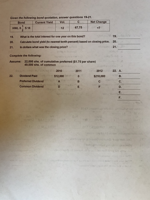 Given the following bond quotation, answer questions | Chegg.com