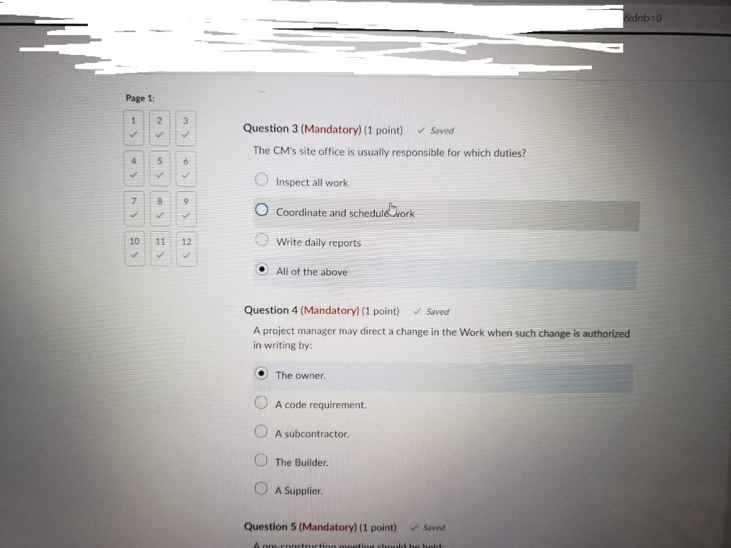 Solved Page 1: Question 1 (Mandatory) (1 point) Saved The | Chegg.com