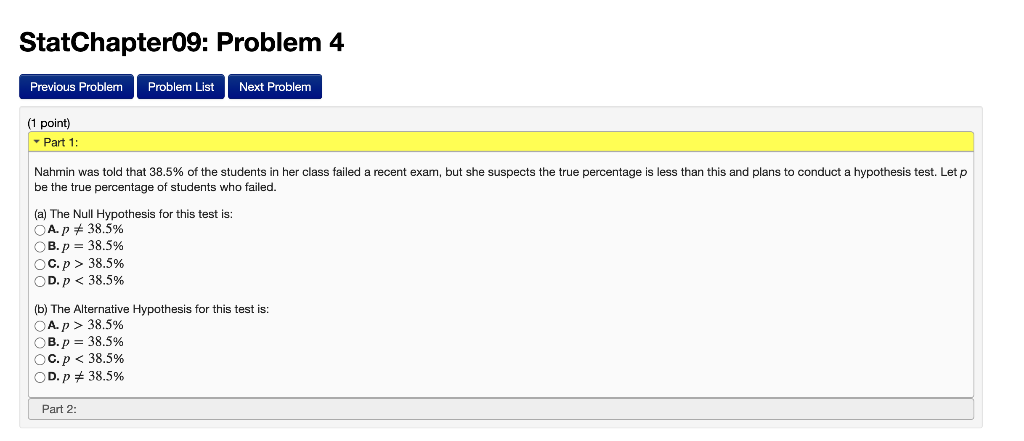 Solved StatChapter09: Problem 3 Previous Problem Problem | Chegg.com