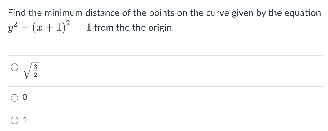 Solved Find the minimum distance of the points on the curve | Chegg.com