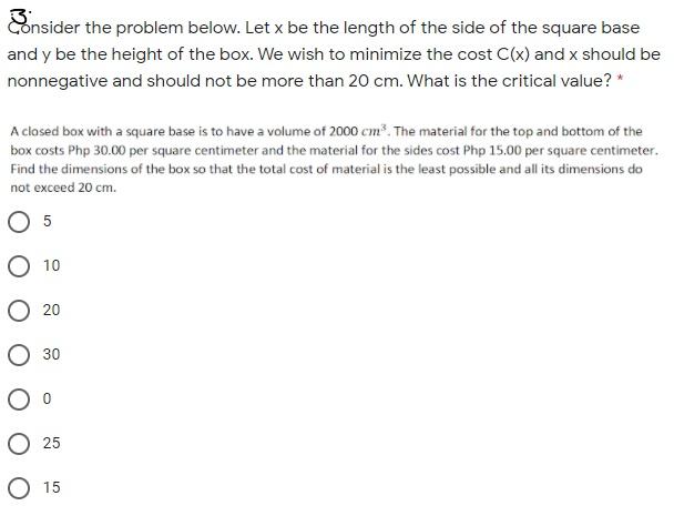 Solved Optimization using Calculus: Answer the following | Chegg.com