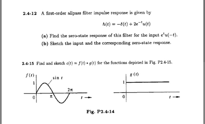 Solved 2.4-12 A first-order allpass filter impulse response | Chegg.com