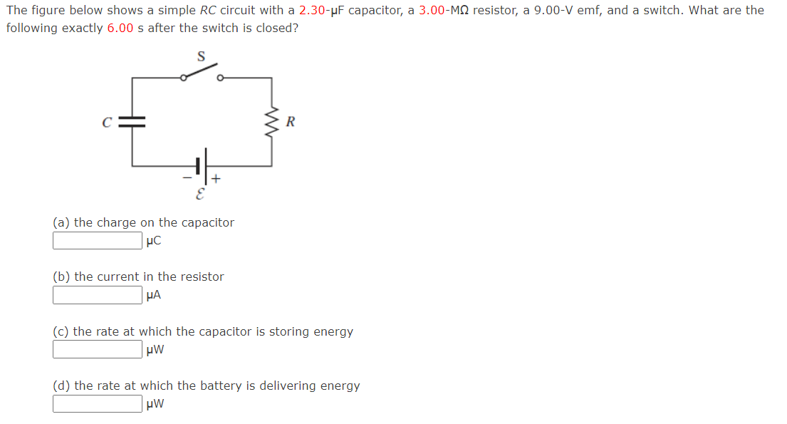 Solved The figure below shows a simple RC circuit with a | Chegg.com
