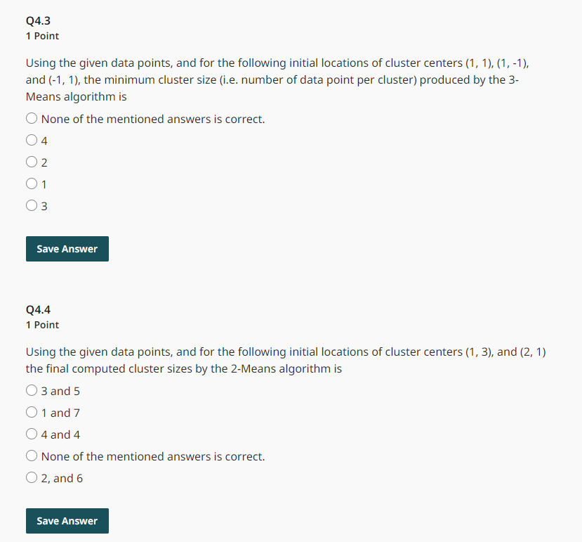 Solved Q4 4 Points Given the following set of data points:1 | Chegg.com Solved Q4 4 Points Given the following set of data points:1 | Chegg.com